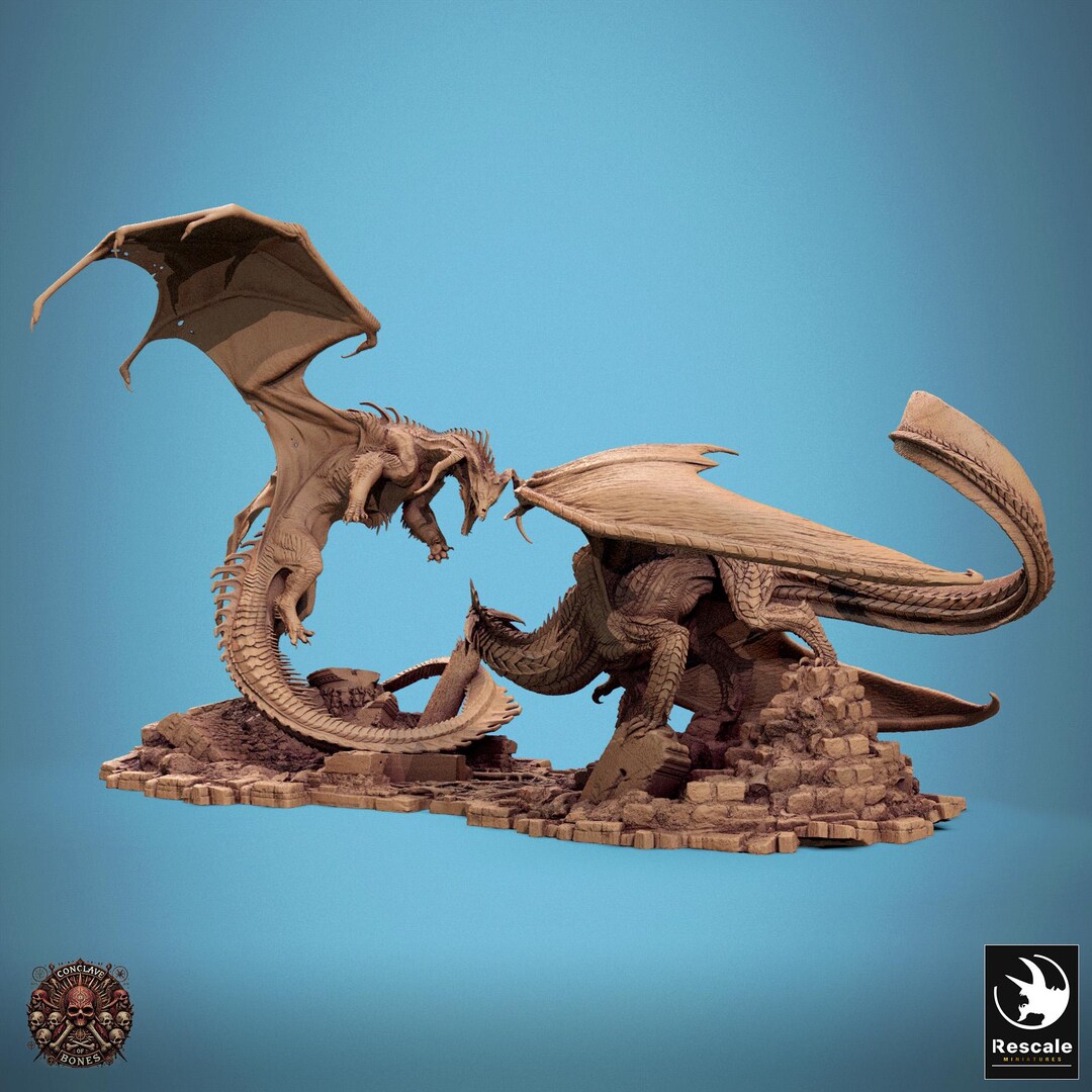 Black Versus Silver Dragon Diorama by Rescale Miniatures Lord of the ...