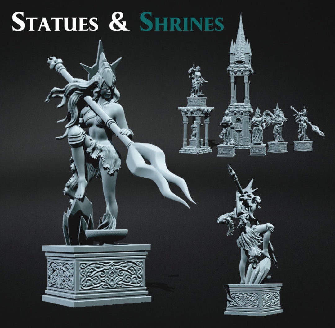 Statues And Shrine Ideal For Dungeons And Dragons And Other Tabletop