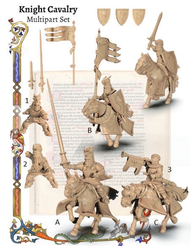 Knight Cavalry Riders: Tabletop RPG Miniatures - Etsy