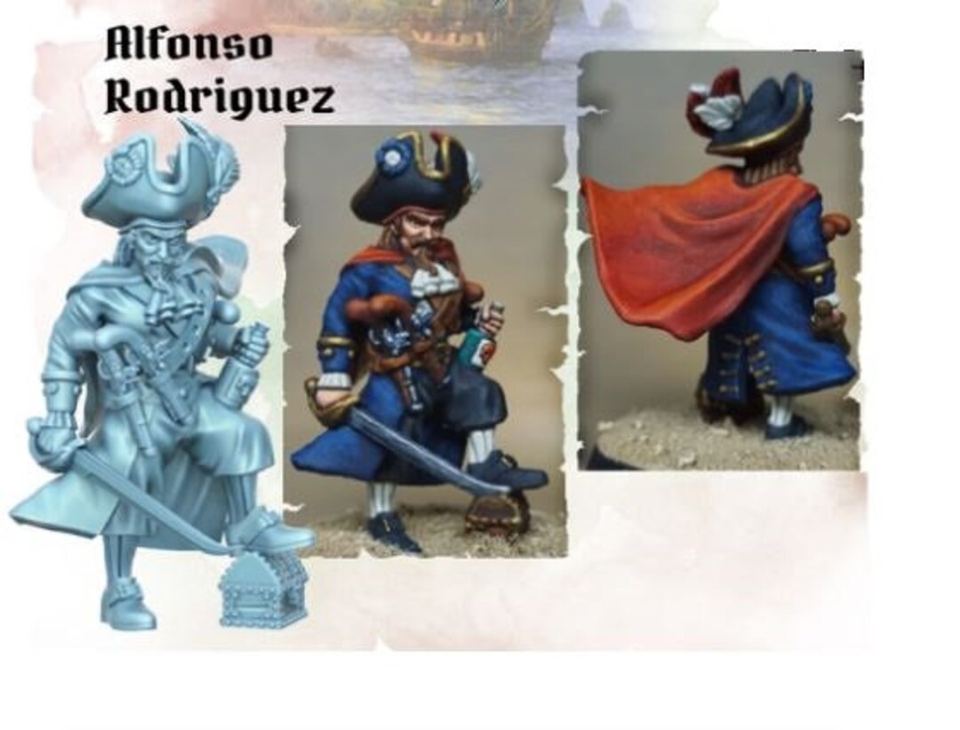 Pirate Captain Alfonso Rodriguez Miniature: D&D, Tabletop RPG Wargaming ...