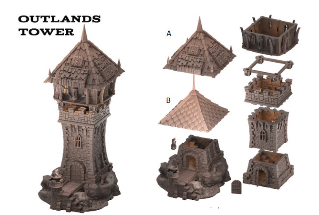Outlands Tower: Tabletop RPG Scenery for D&D Wargaming - Etsy
