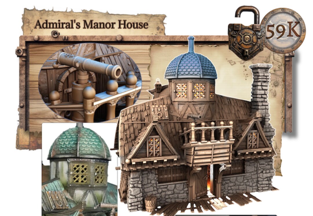 Admiral's Manor House: Tabletop RPG Terrain - Iain Lovecraft - Etsy