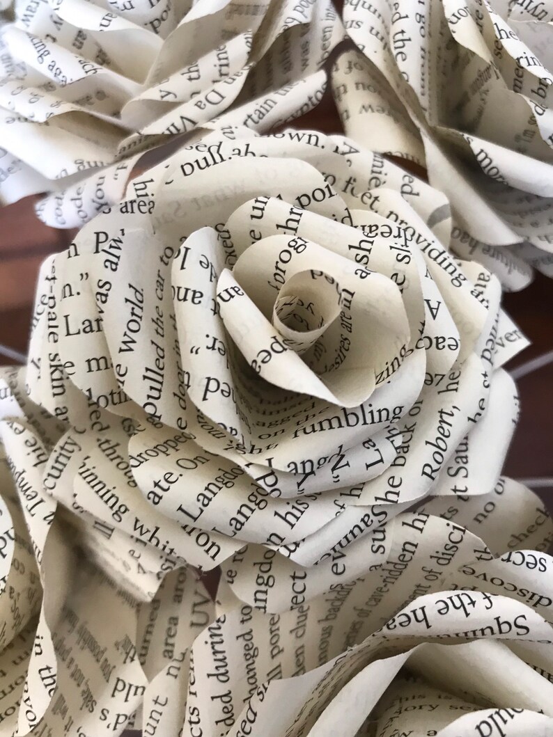 12 Paper Roses Paper Flowers Book Art Book Decor Book - Etsy