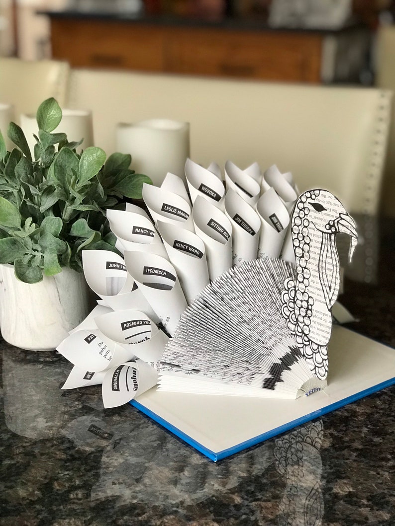 Turkey Book Art - Thanksgiving Decor - Book Sculpture - Bird Book Art ...