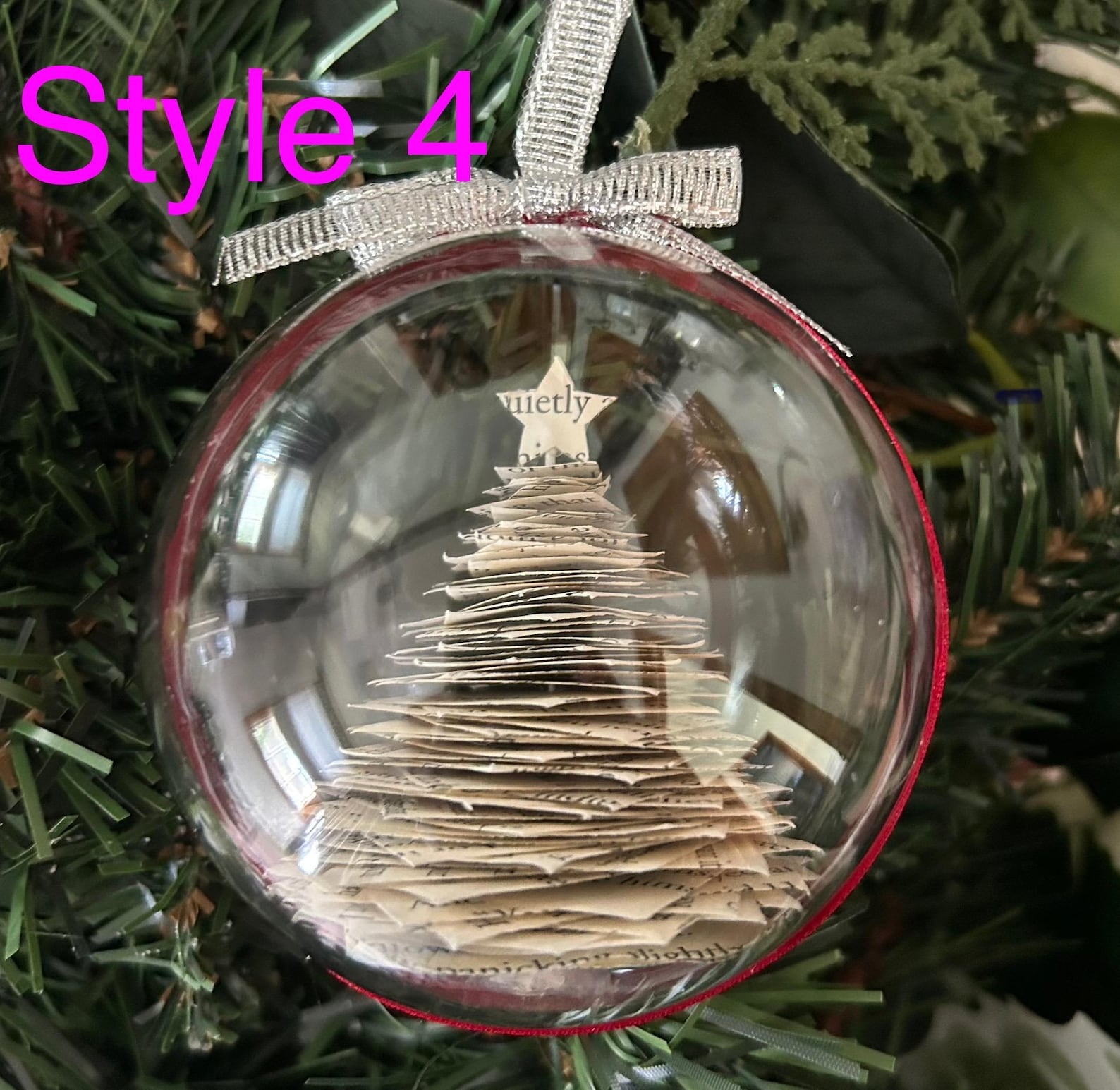 1 Book Page Christmas Tree Ornament - Unique Book Page Ornaments - Book ...