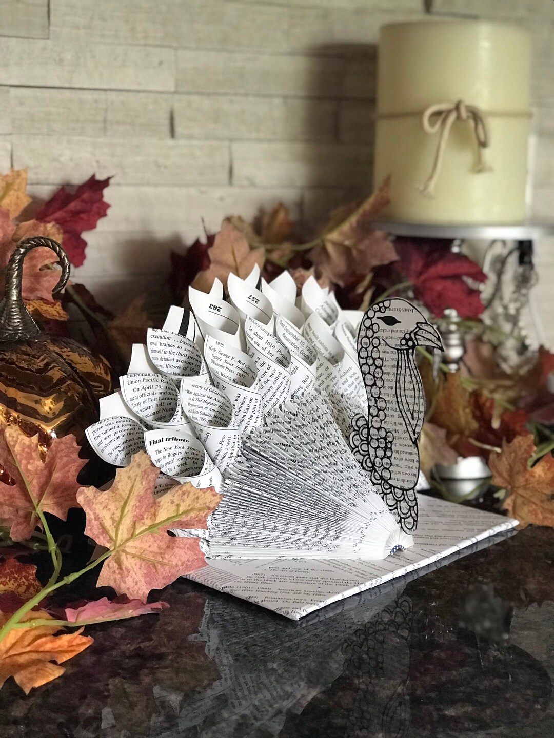Turkey Book Art Bird Art Thanksgiving Decor Book Sculpture Book Artwork ...