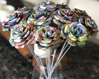 12 Medical Dictionary Book Page Paper Roses - Paper Flowers - Book Art ...