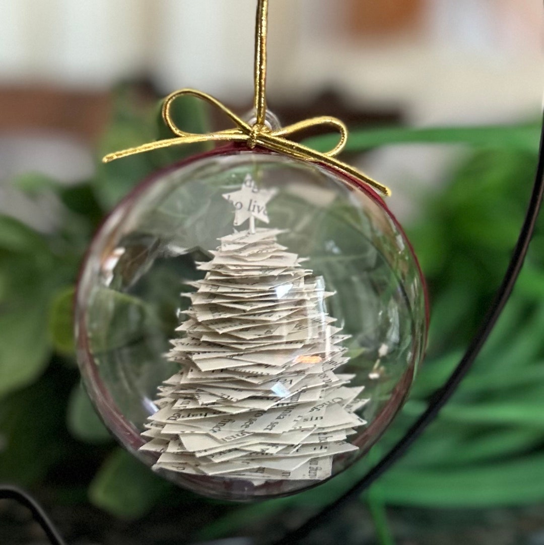 1 Book Page Christmas Tree Ornament - Unique Book Page Ornaments - Book ...