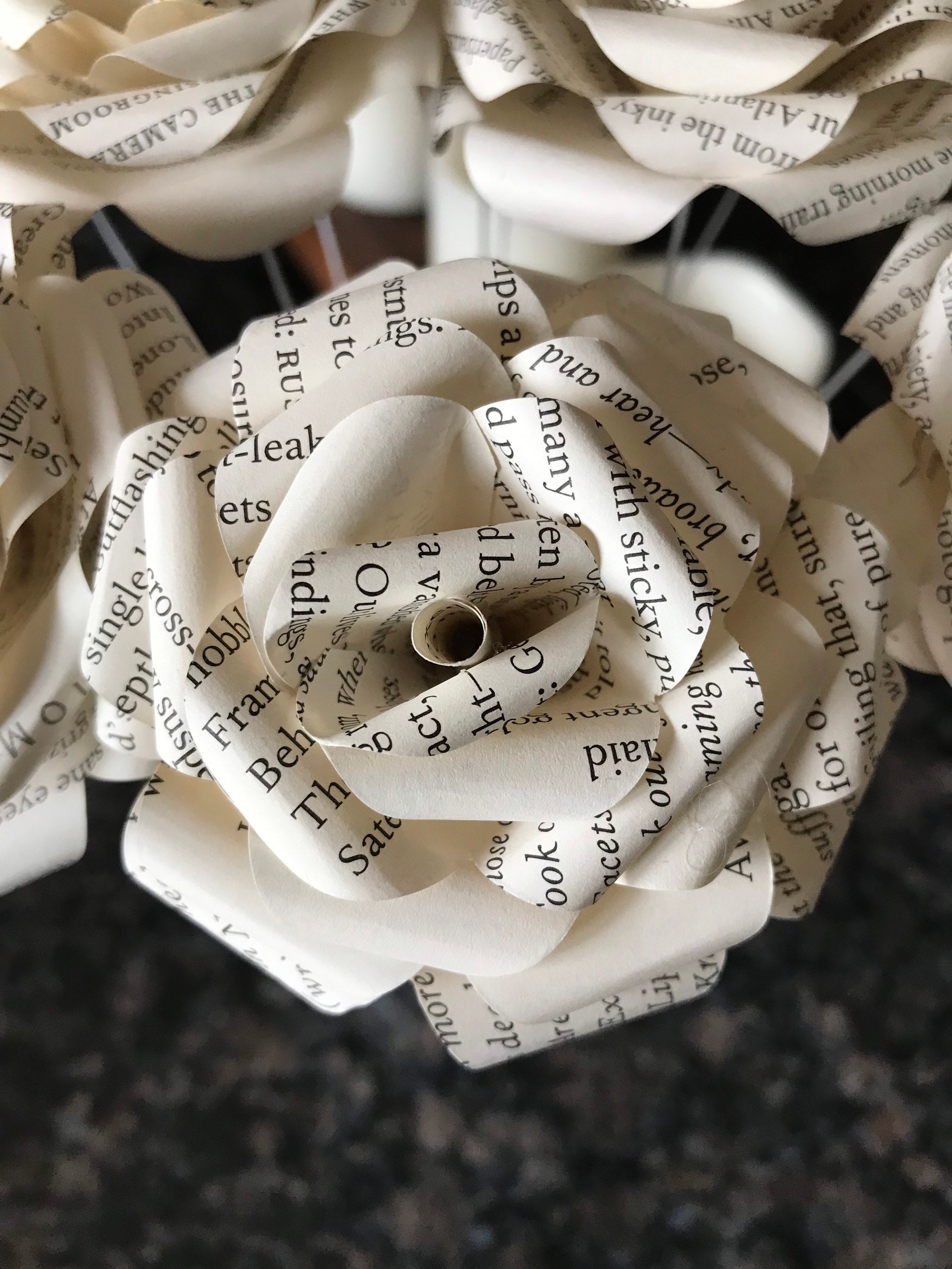 12 Poem Book Page Paper Roses - Paper Flowers - Book Art - Book Decor ...