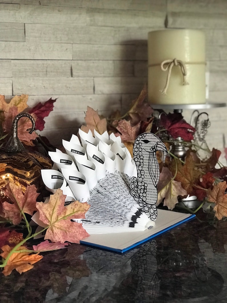 Turkey Book Art - Thanksgiving Decor - Book Sculpture - Bird Book Art ...