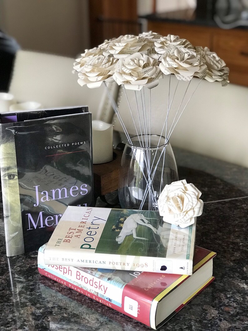 12 Poem Book Page Paper Roses - Paper Flowers - Book Art - Book Decor ...