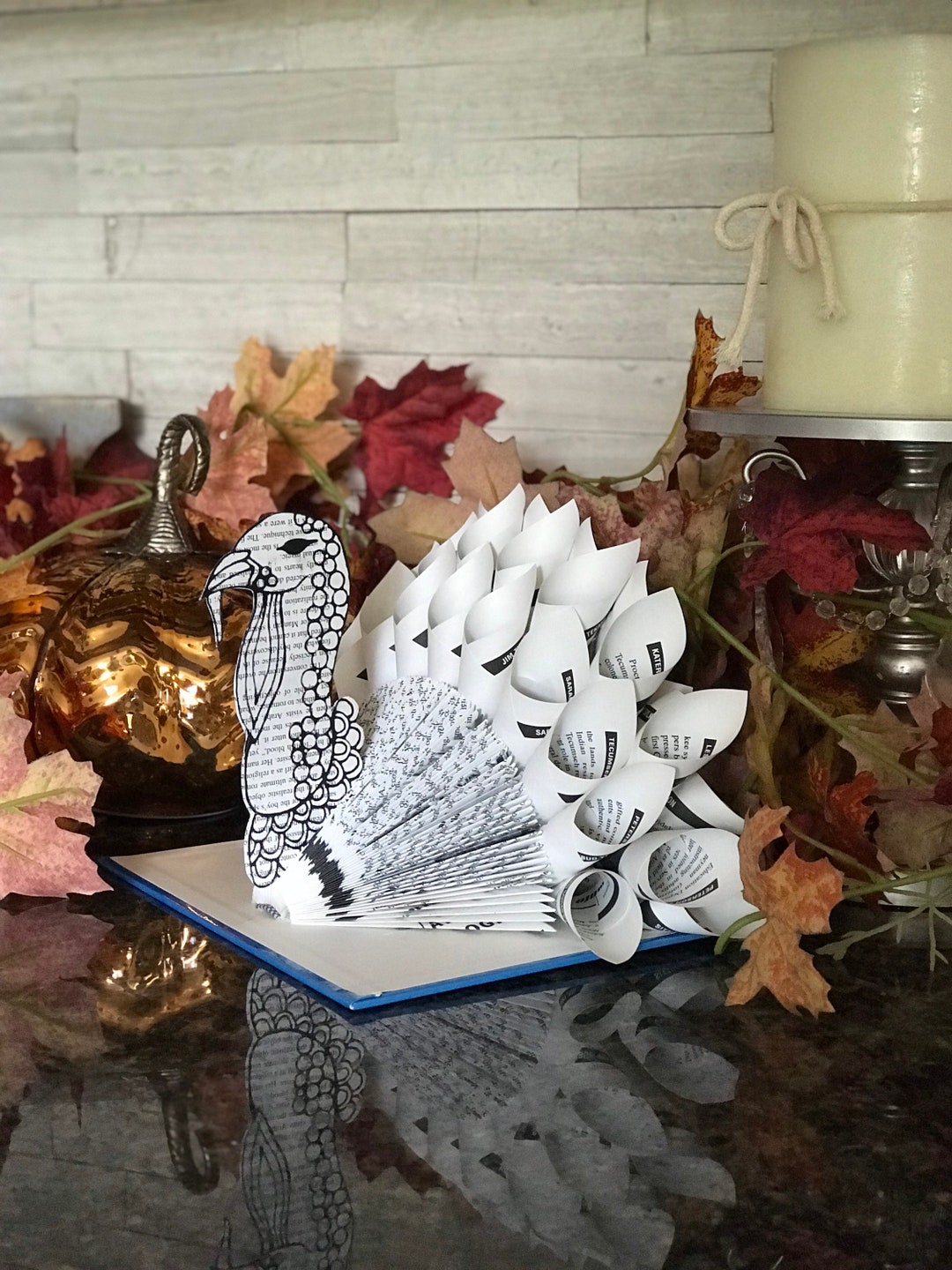 Turkey Book Art - Thanksgiving Decor - Book Sculpture - Bird Book Art ...