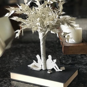 Under the Tree Reading Book Art Book Sculpture Book Lover Gift - Etsy