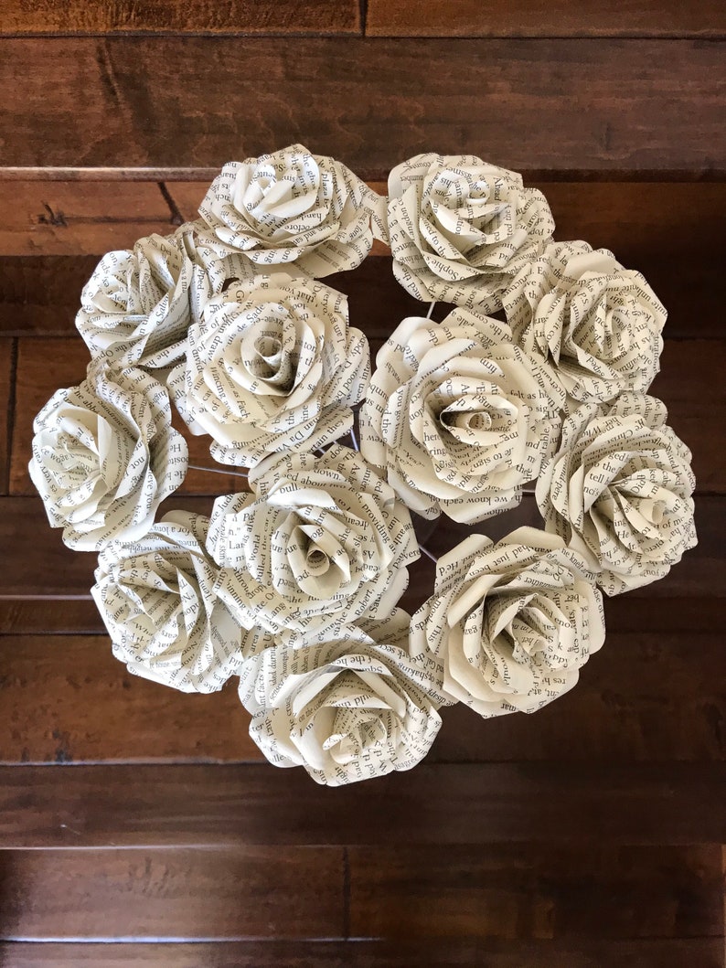 12 Paper Roses Paper Flowers Book Art Book Decor Book - Etsy
