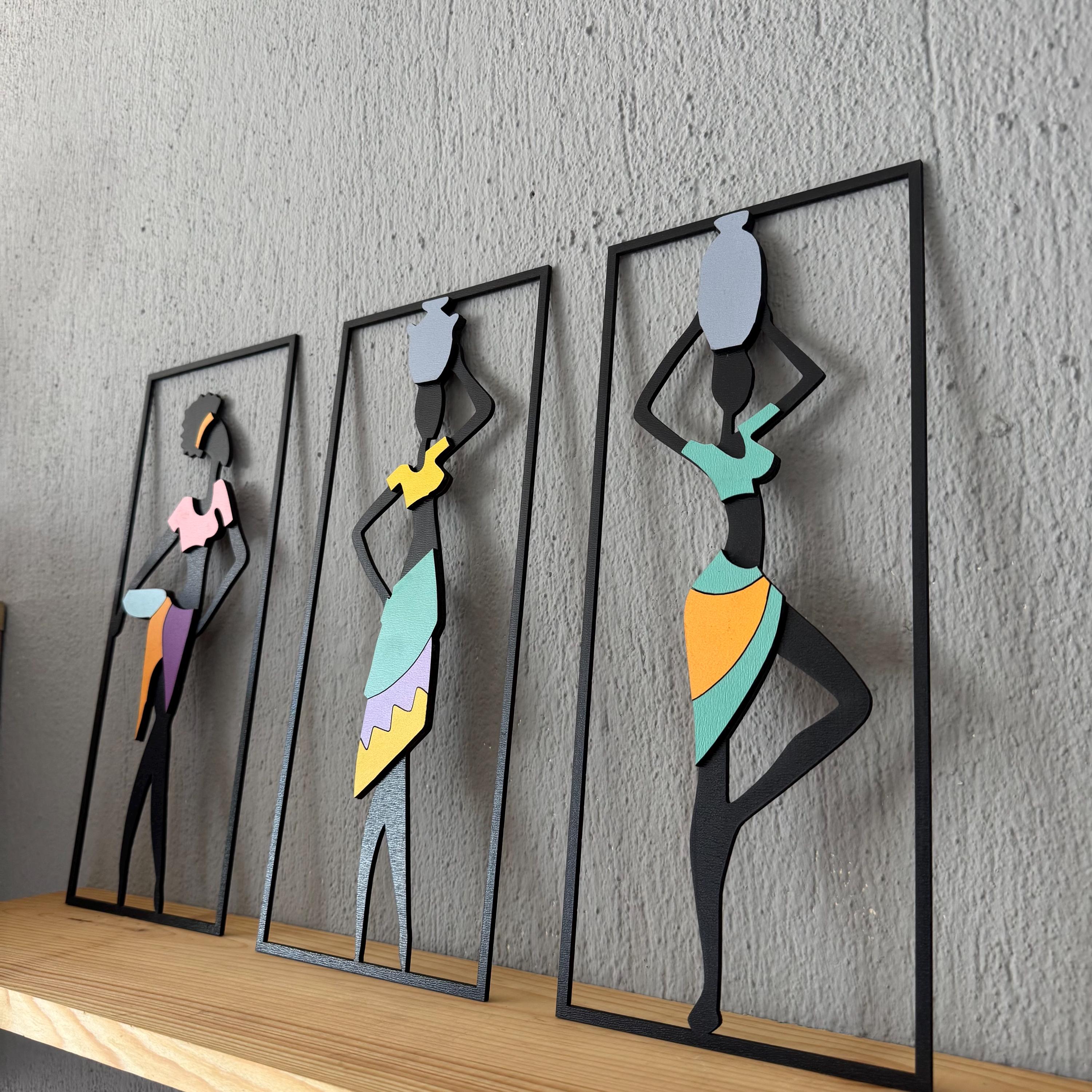 African Women Wall Decor: Laser Cut Wood Art, Set of 3 - Etsy