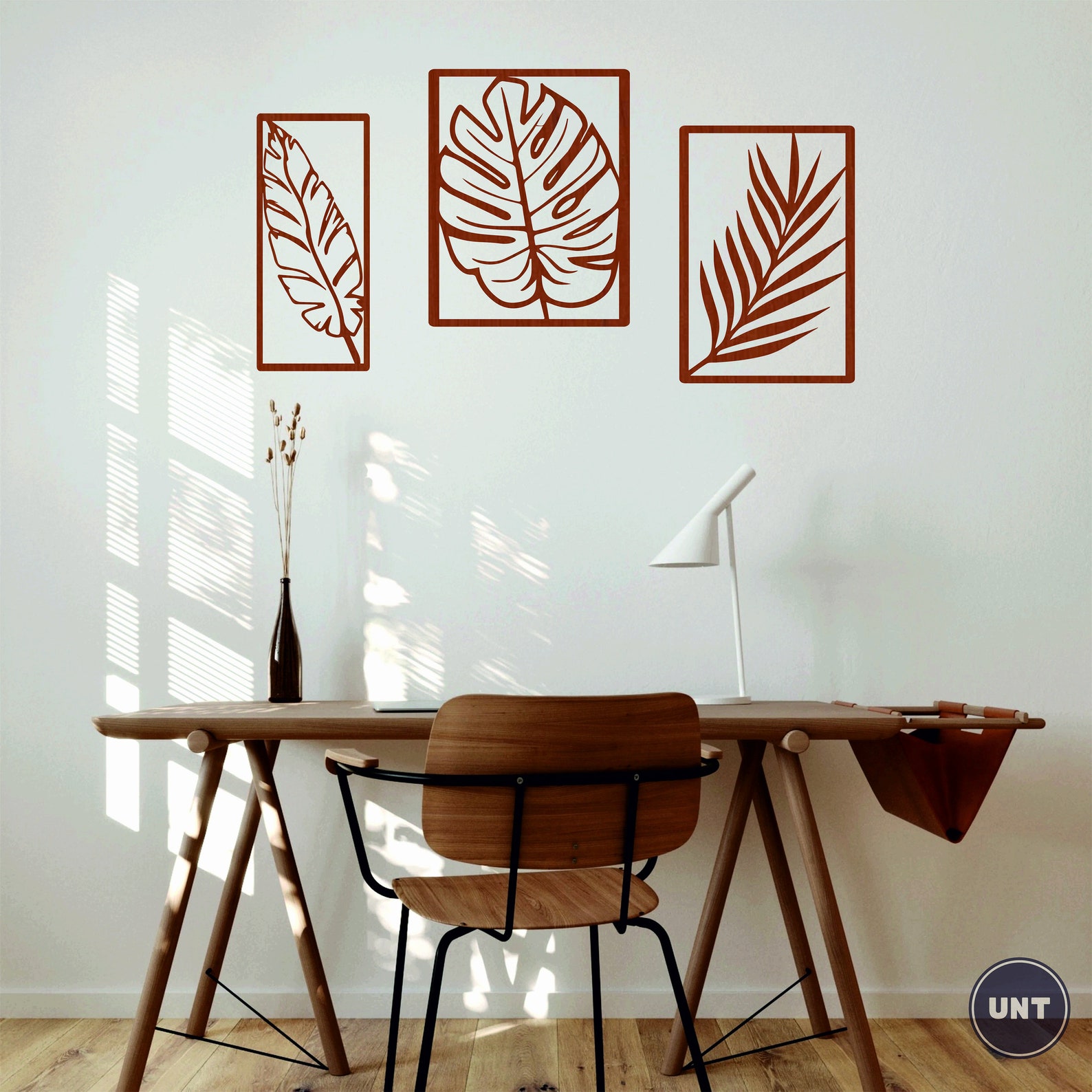 Set of 3 Tropical Leaves Wall Decor Wood Wall Art - Etsy