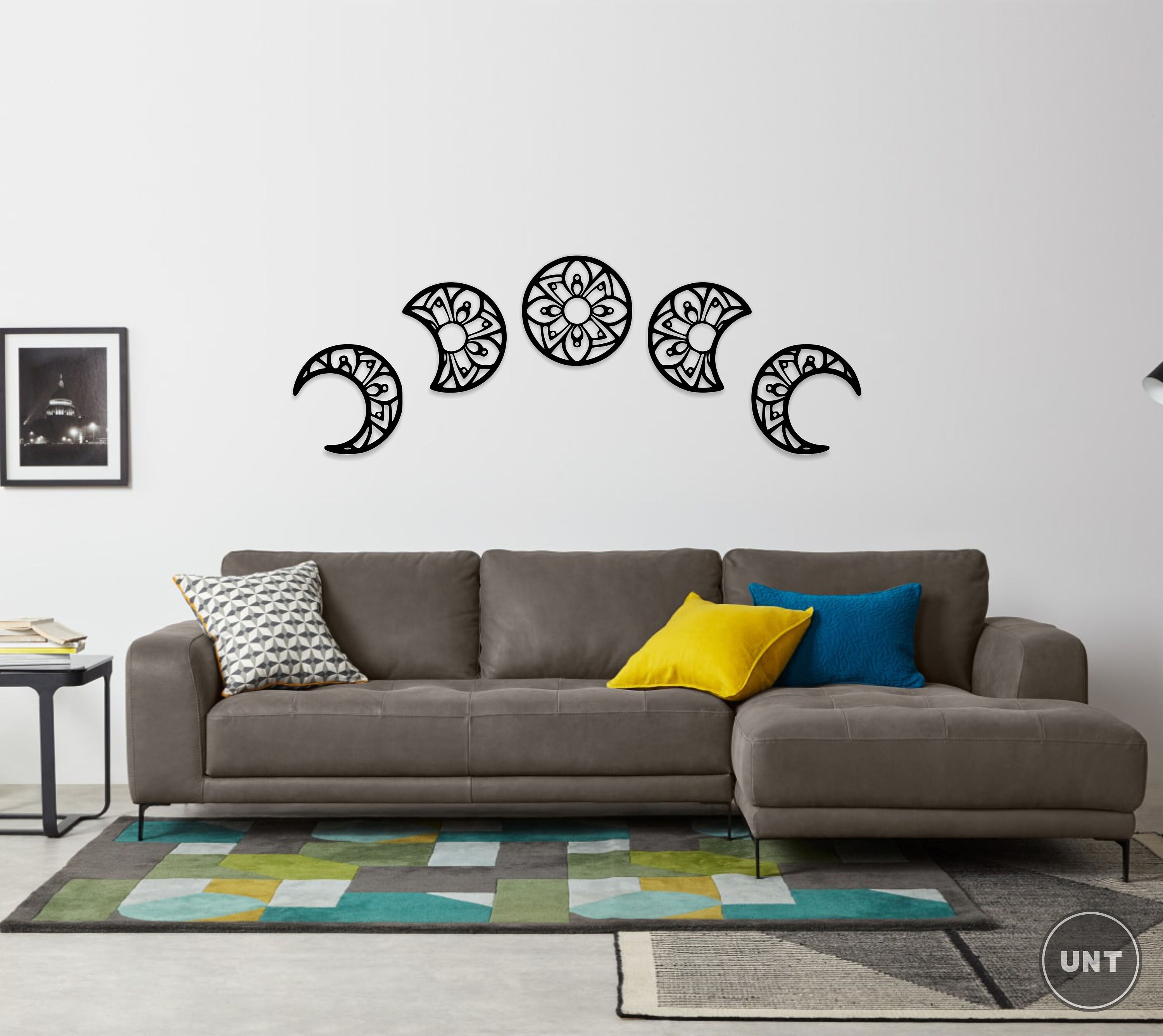 Moon Wall Decor Moon Phases Set of 5 Wall Art Wooden Wall | Etsy