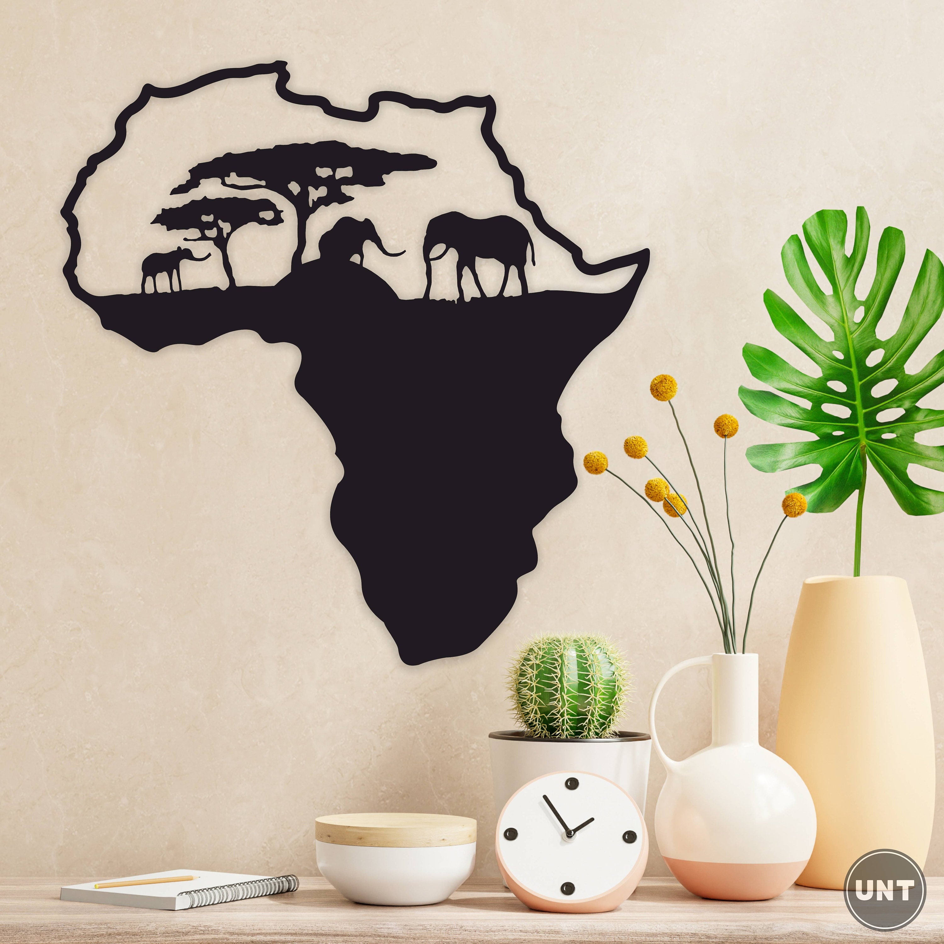 Wooden Africa Map African Map Ethnic Wall Art Housewarming - Etsy
