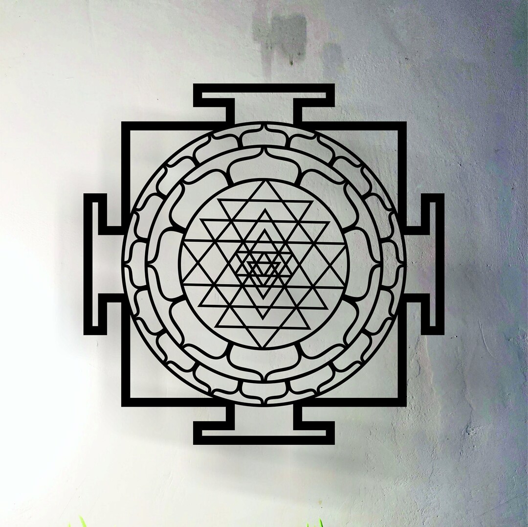 Sri Yantra Wooden Wall Art, Meditation Wall Decor, Black Wall Decor ...