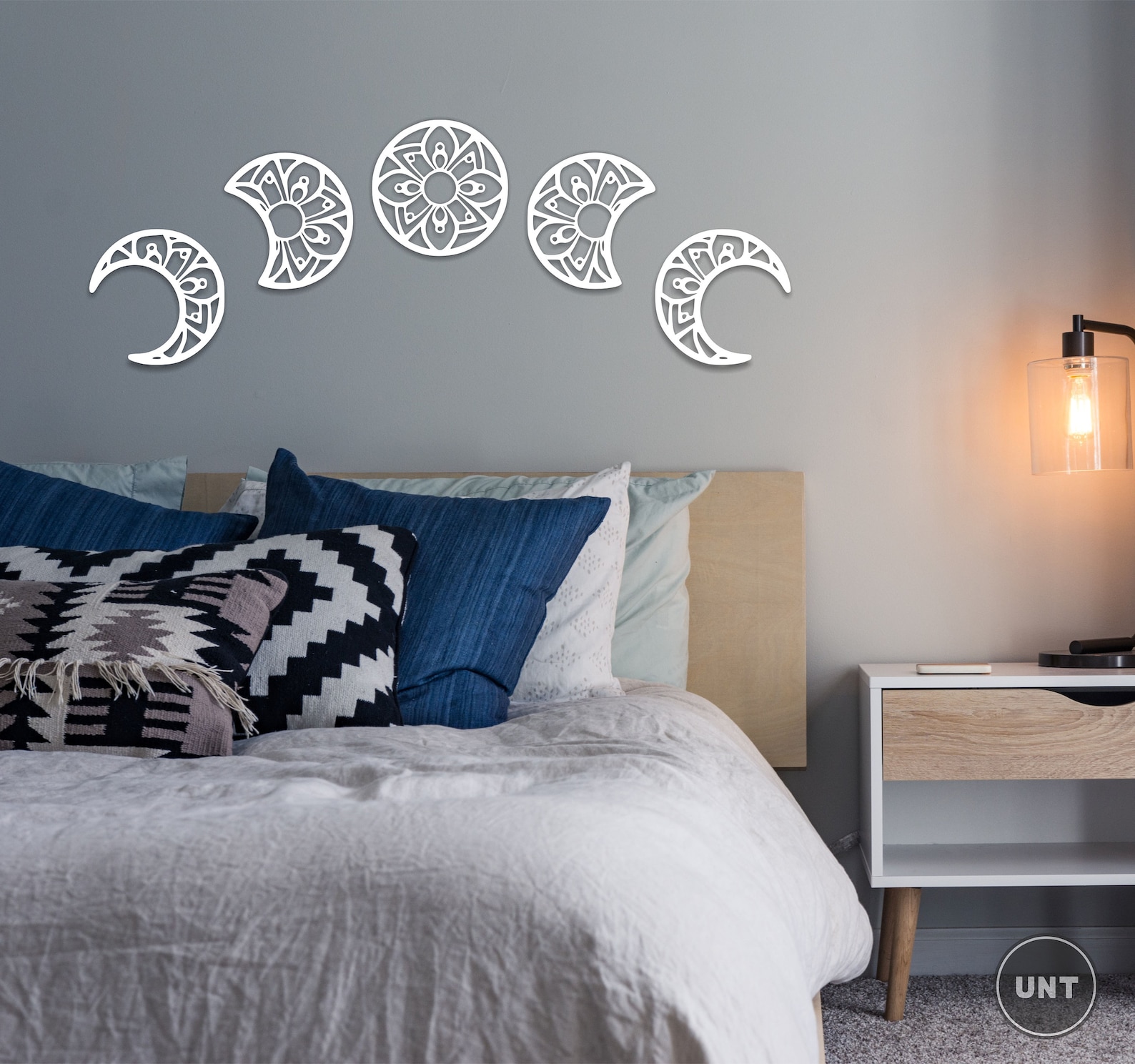 Moon Wall Decor Moon Phases Set of 5 Wall Art Wooden Wall - Etsy
