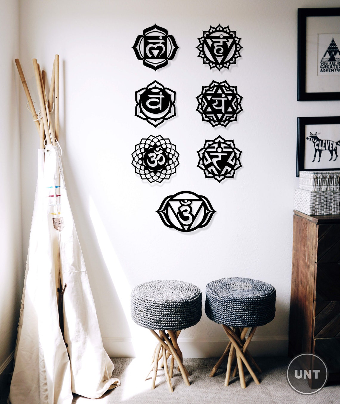 Seven Chakra Wall Art Set Wooden Wall Decor Chakra Symbols - Etsy