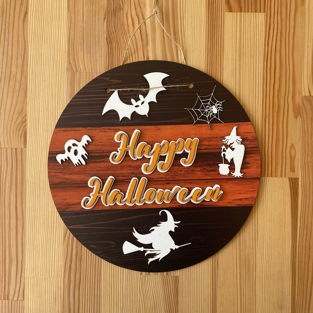 Happy Halloween Multilayered Door Hanger, Halloween Sign, Front Door ...