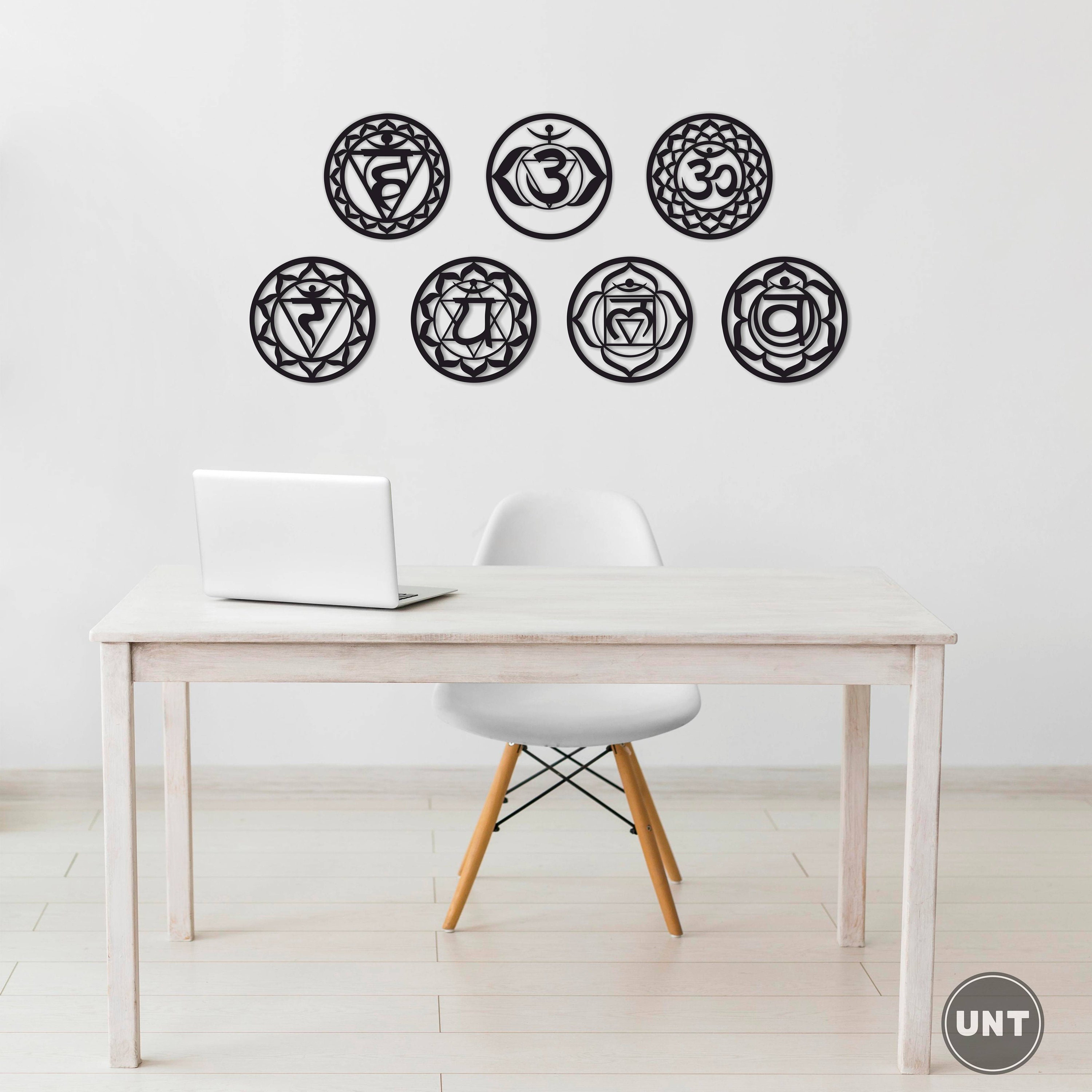 Seven Chakra Wall Art Set Wooden Wall Decor Chakra Symbols - Etsy