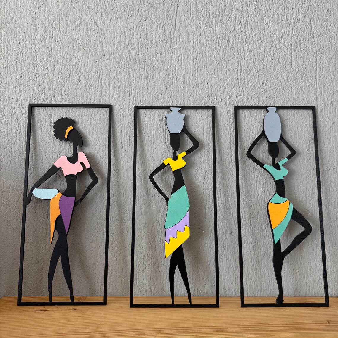 African Women Wall Decor: Laser Cut Wood Art, Set of 3 - Etsy