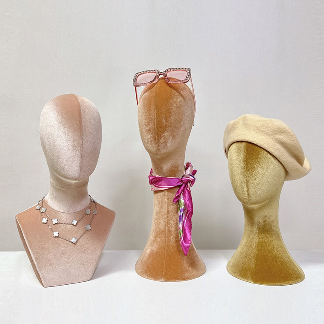 Fully Pinnable Female Velvet Mannequin Head Manikin,wig Head Dress Form ...