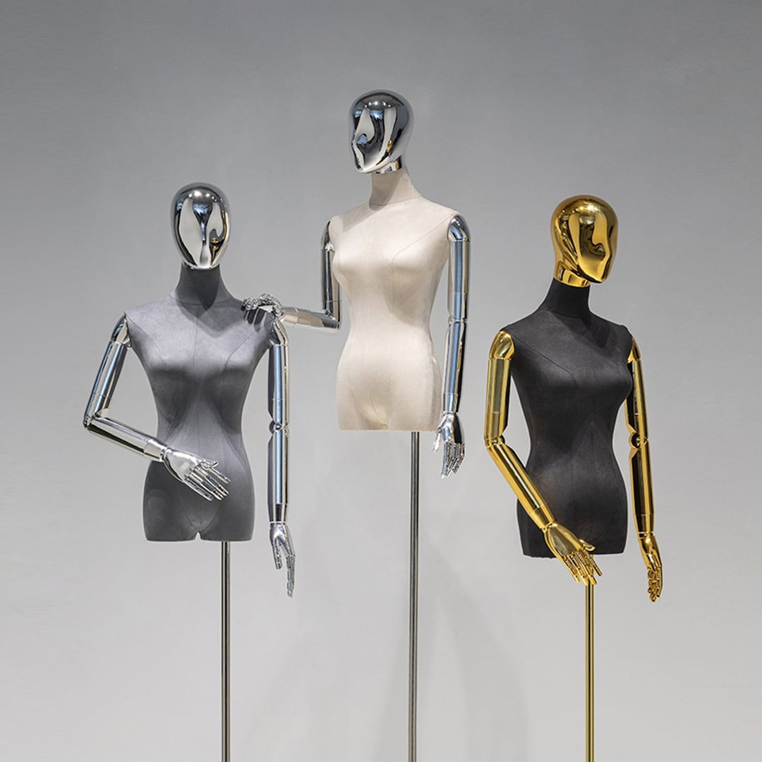 Luxury Female Velvet Display Mannequin Torso With Head,colorful Suede ...