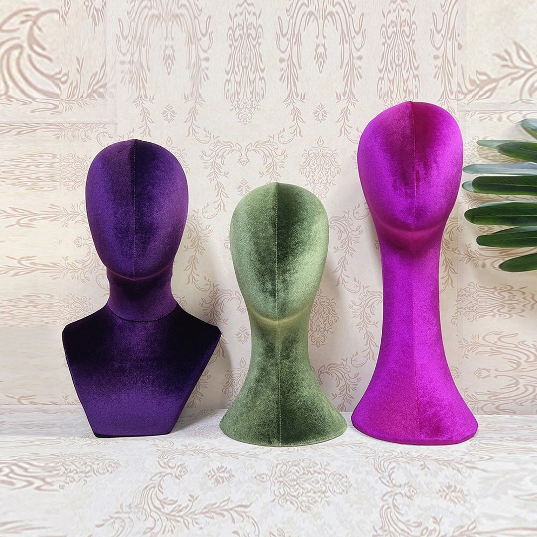 Fully Pinnable Velvet Mannequin Head Stand,colorful Velvet Dress Form ...
