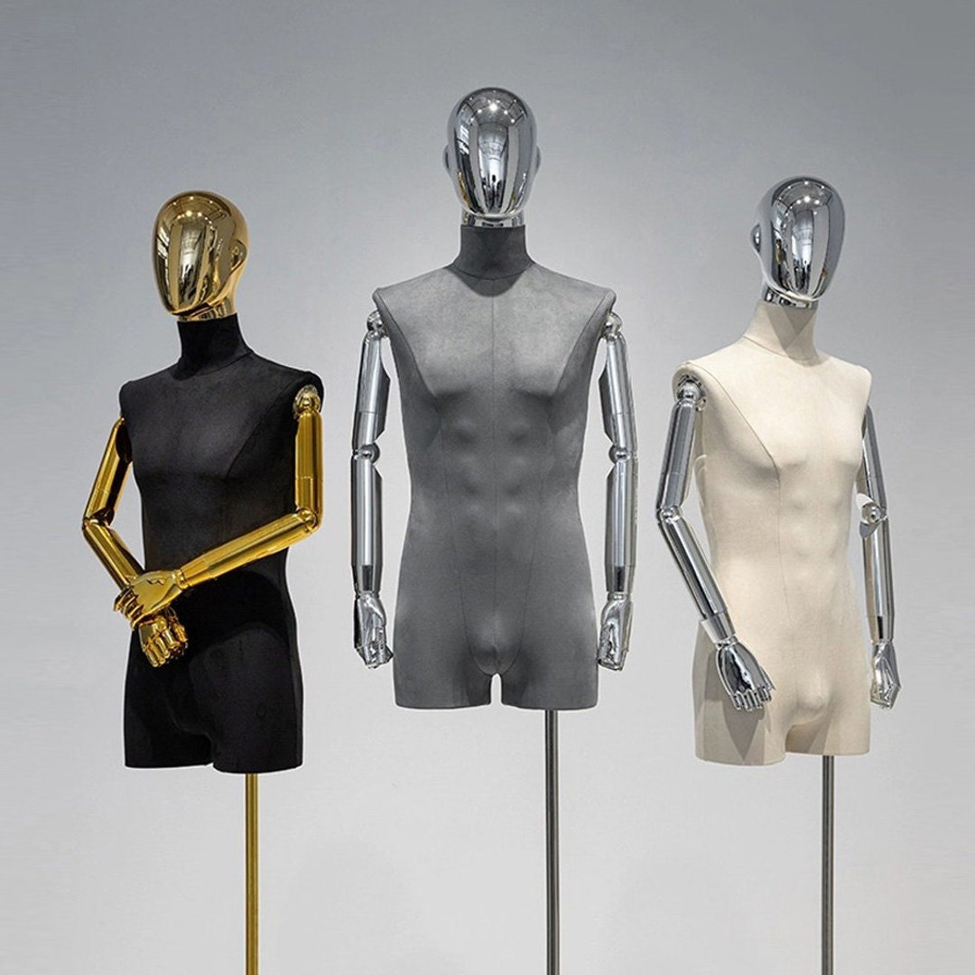Half Body Male Mannequin Torso With Silver Gold Head,grey Black Beige ...