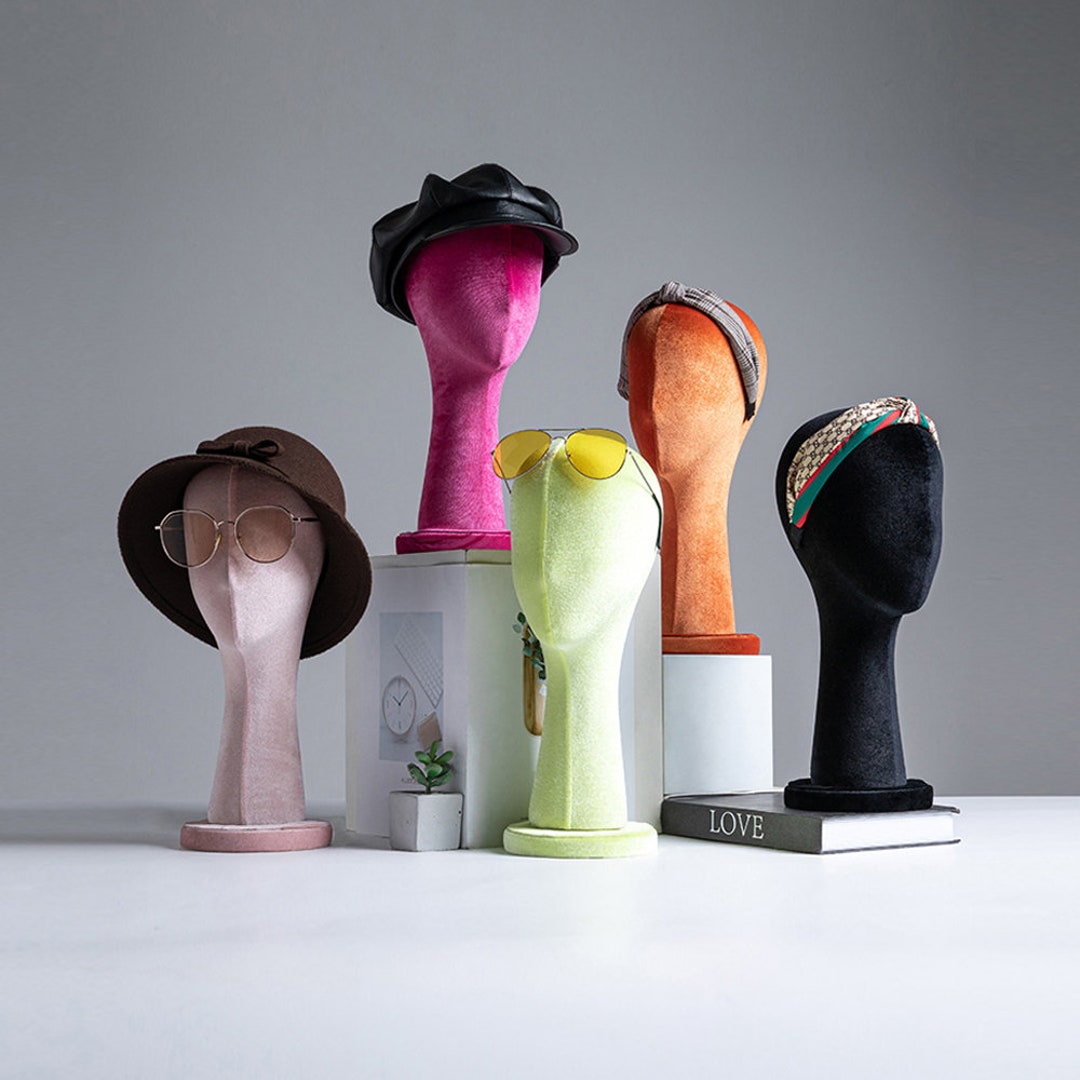 Luxury Female Colored Velvet Mannequin Head With Nosehat - Etsy