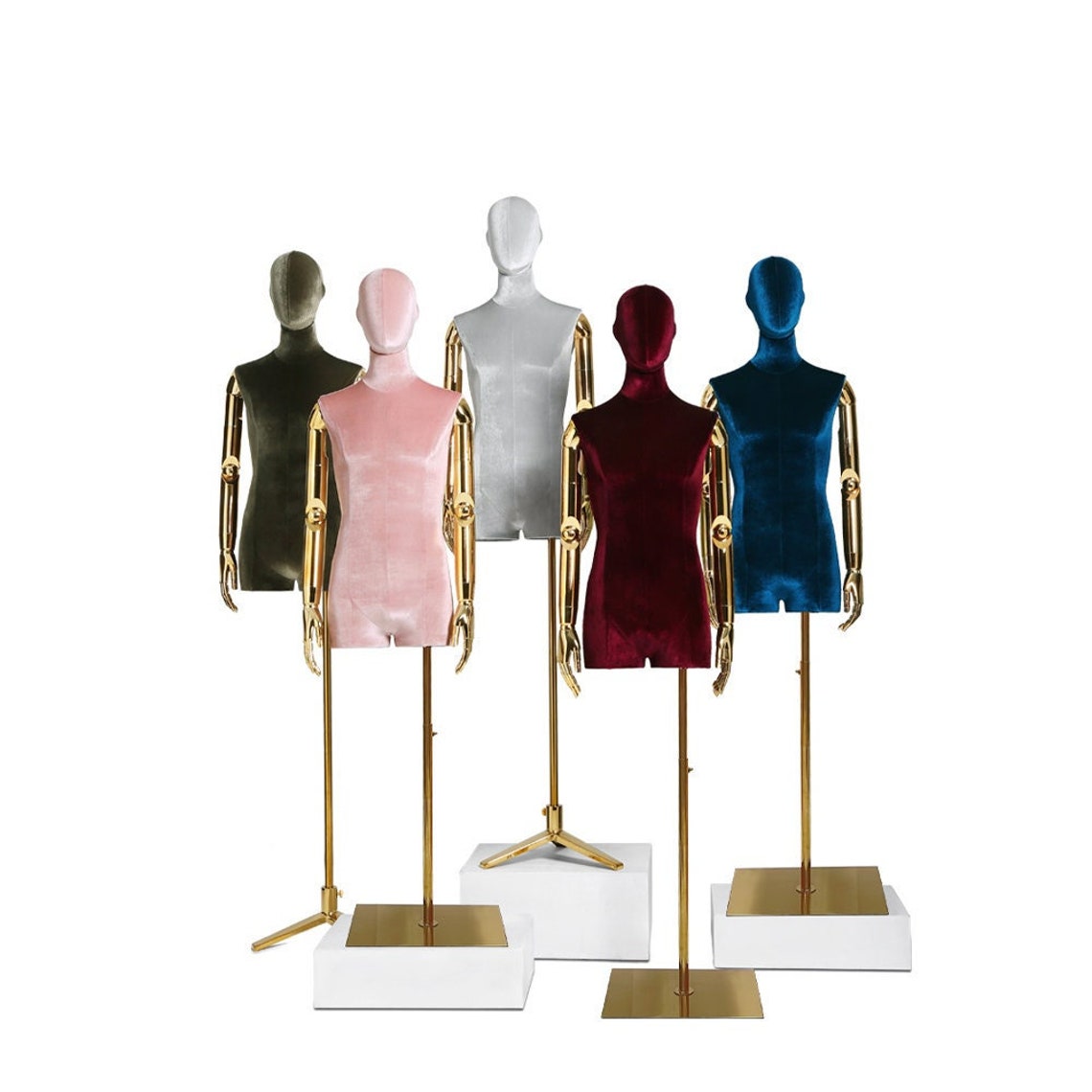 Luxury Colorful Velvet Male Mannequin Torso With Gold Silver - Etsy