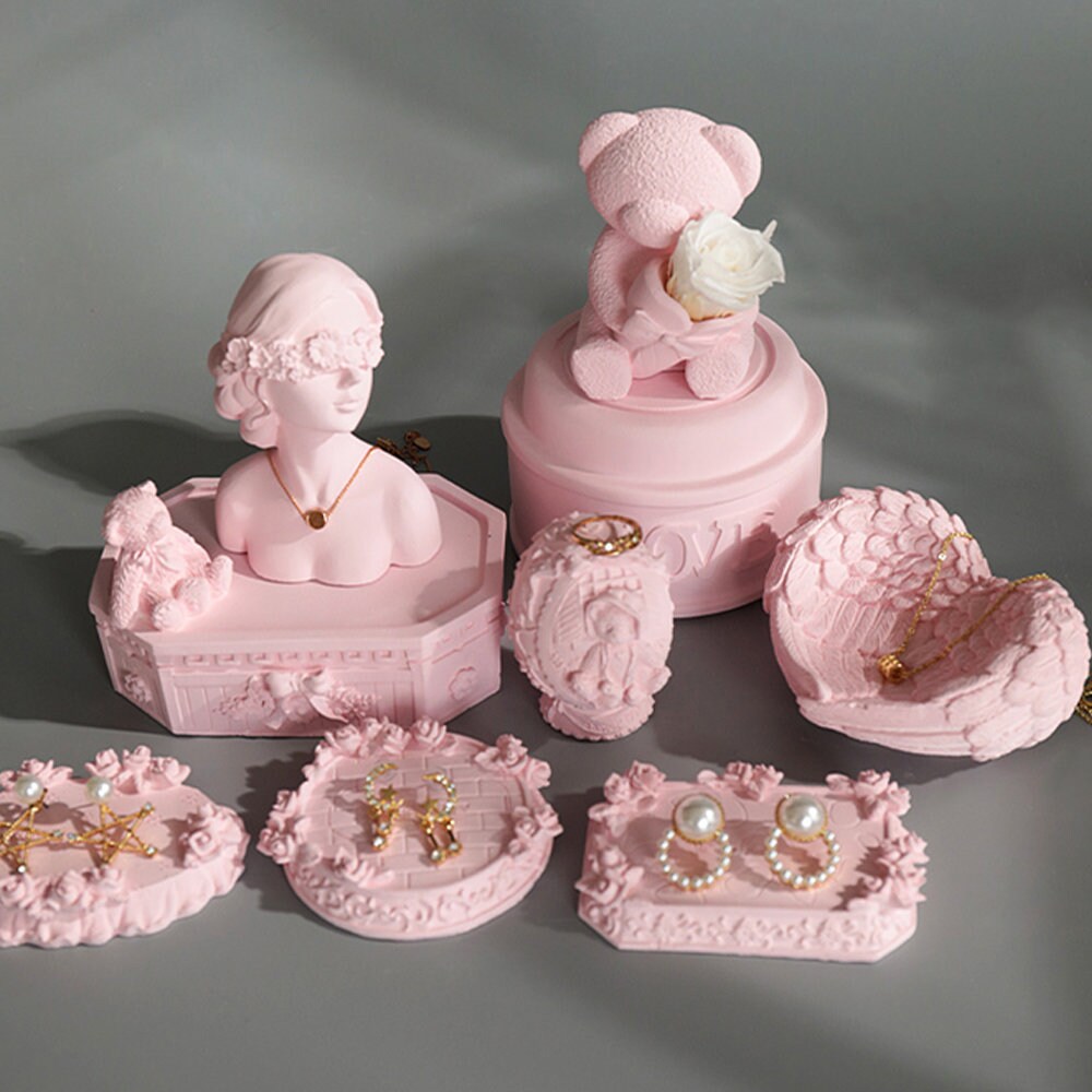 Jewelry Bust Display Stand Female Mannequin Torso Pink Plaster - Etsy