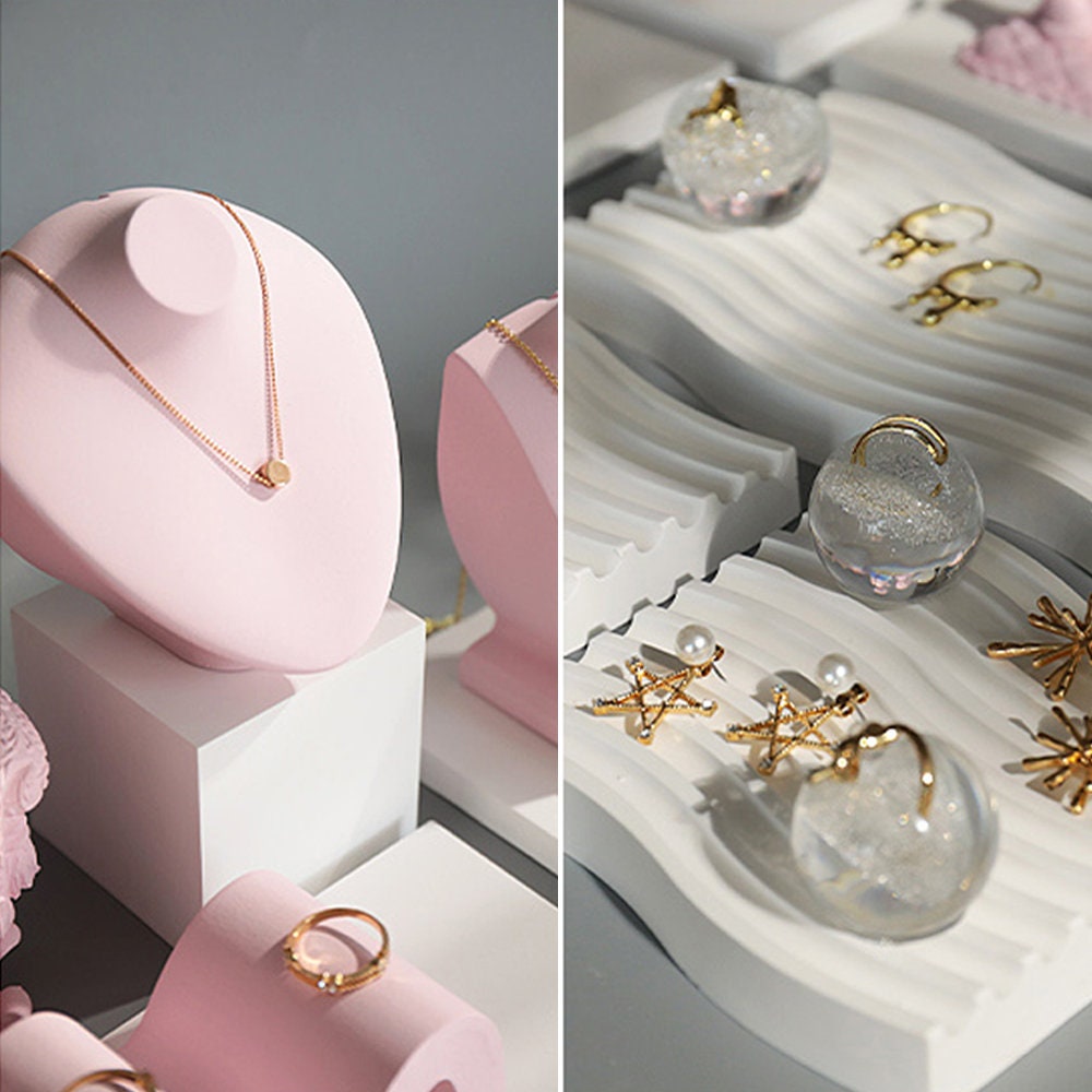 Jewelry Bust Display Stand Female Mannequin Torso Pink Plaster - Etsy