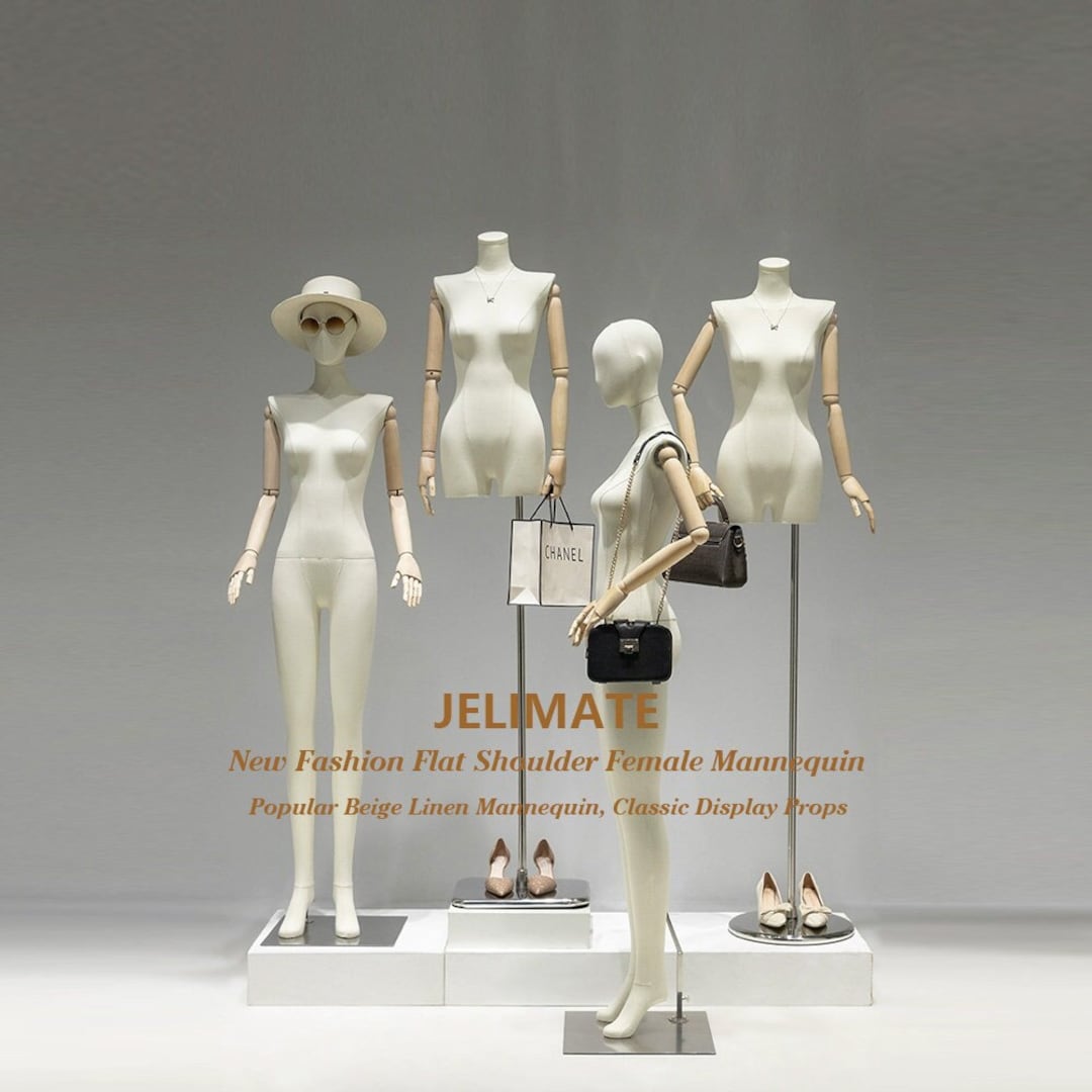 Popular Female Beige Linen Mannequin Full Body,linen Dress Form Window ...