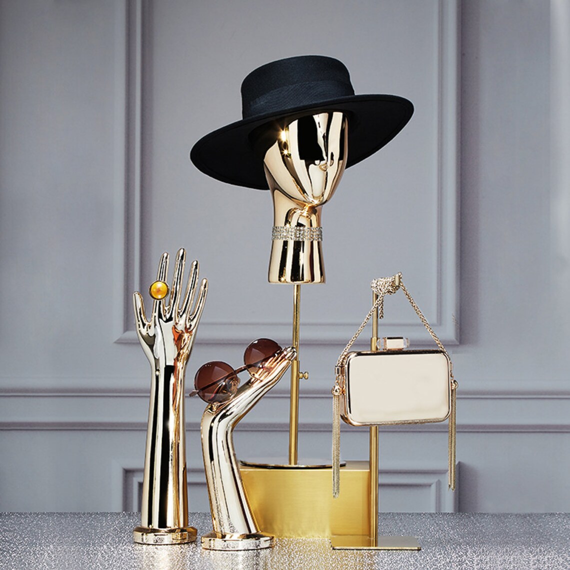 Luxury Chrome Silver Gold Head Display Dress Formplate | Etsy