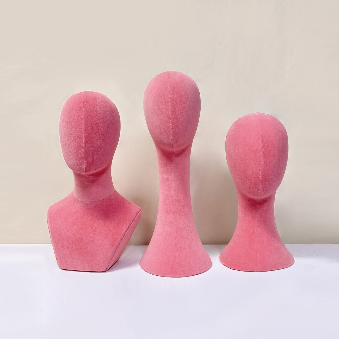 Luxury Green Pink Velvet Mannequin Head Stand,female Display Mannequin ...