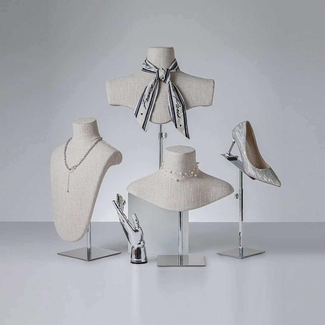 Necklace Mannequin Stand, Bust Dress Form With Adjustable Metal Base ...