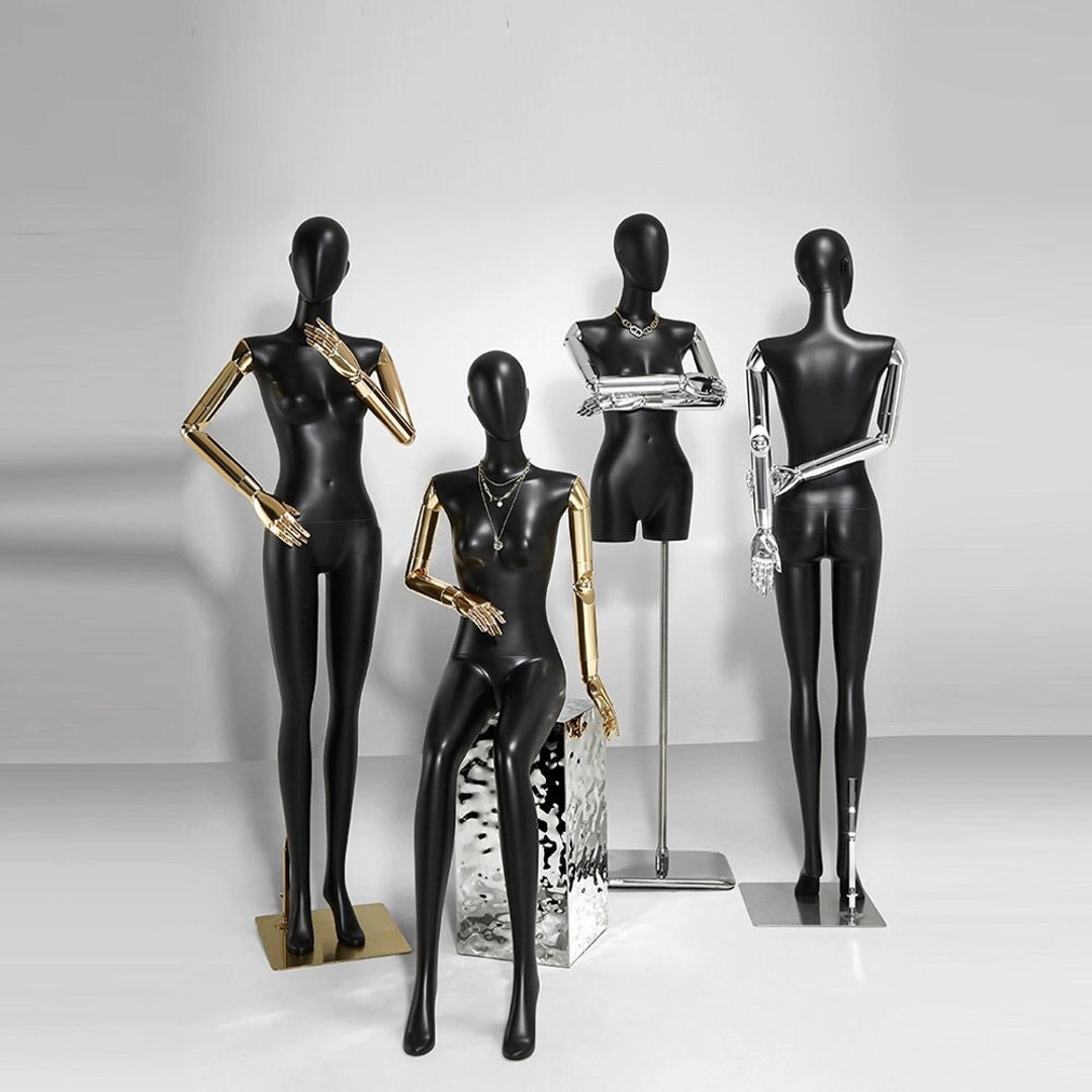 Window Display Matte Black Female Mannequin Full Body Dress Form,half ...