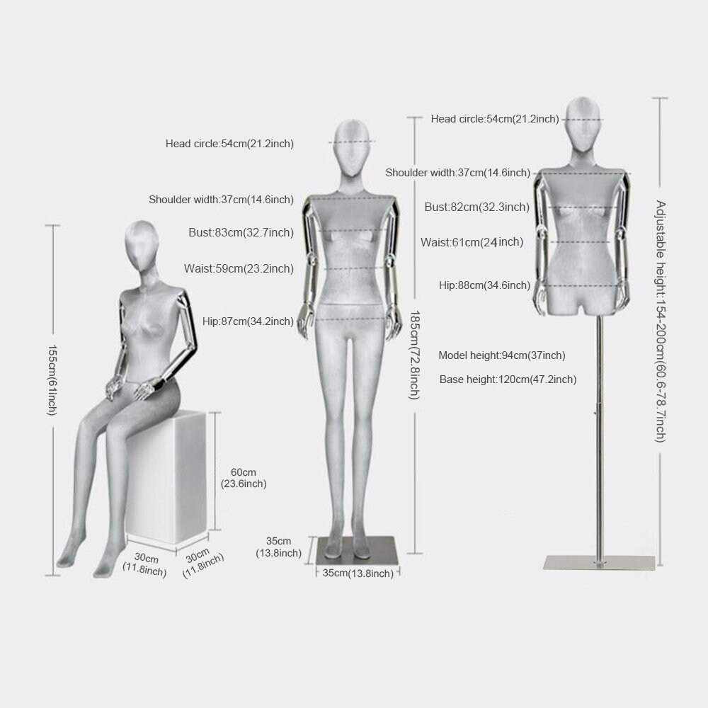 Half Full Body Female Display Dress Form With Wigsstand Sit | Etsy