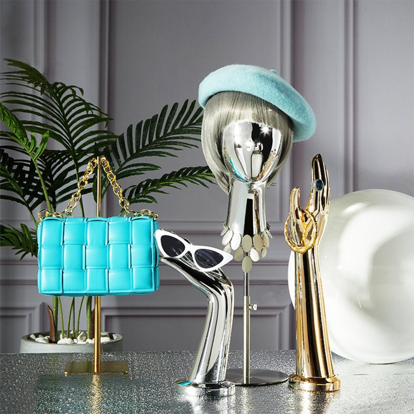 Luxury Chrome Silver Gold Head Display Dress Form,plate Mannequin Head ...