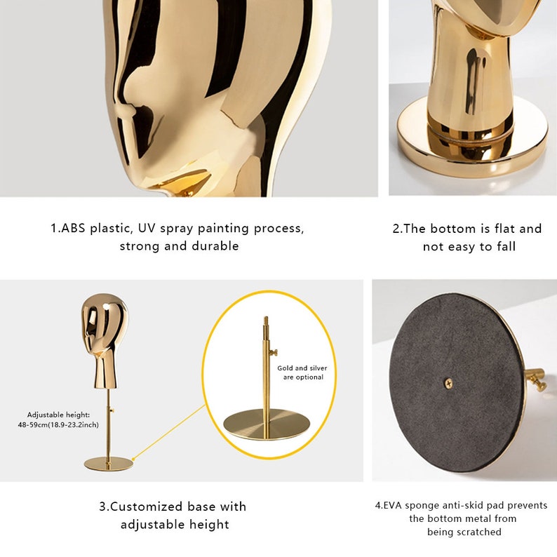 Luxury Chrome Silver Gold Head Display Dress Formplate | Etsy