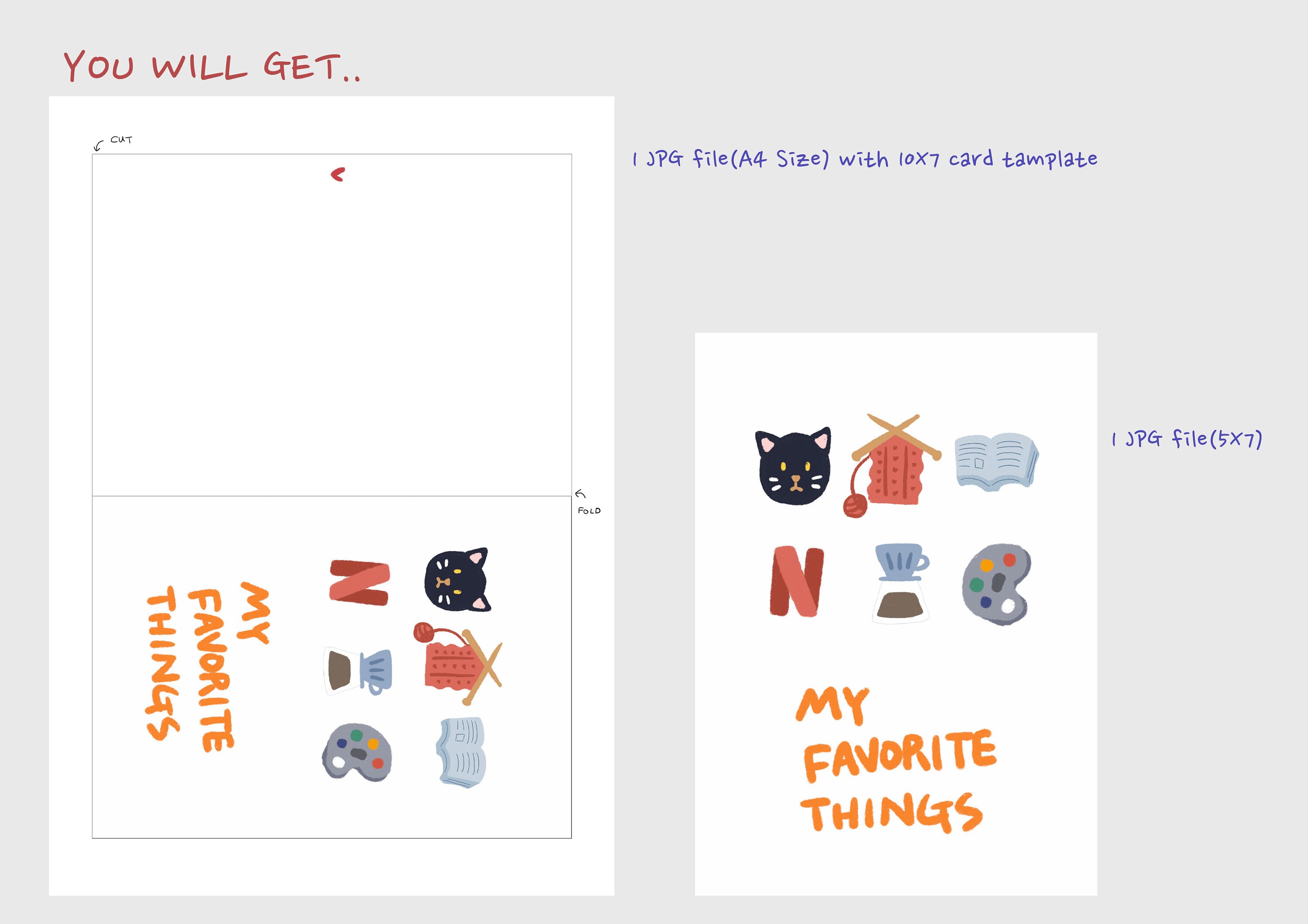 My Favorite Things Digital Illust Card - Etsy