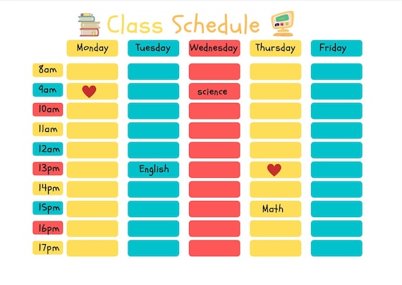 Canva Class Schedule Template - Etsy