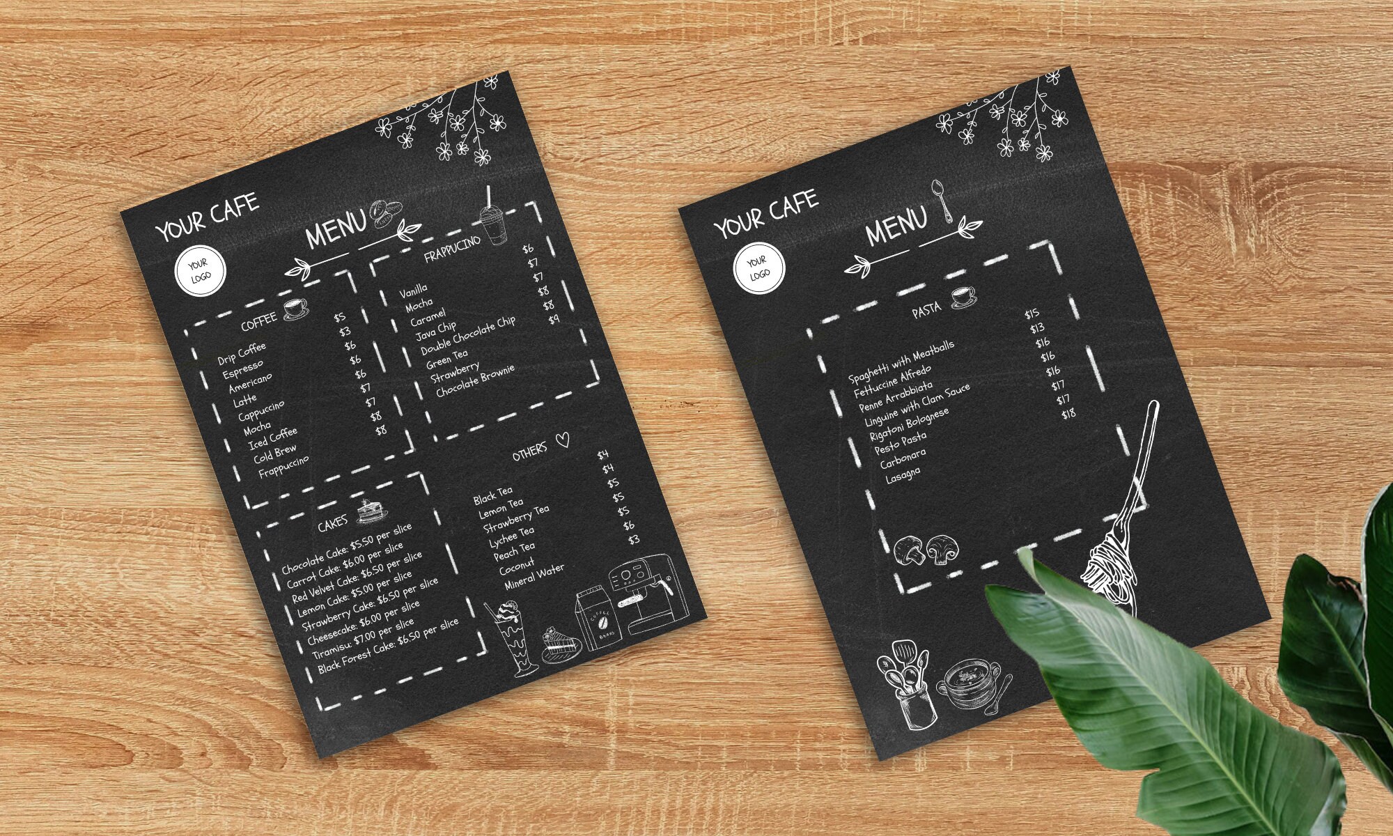 Chalkboard Style Cafe, Restaurant Menu Editable Canva Template ...