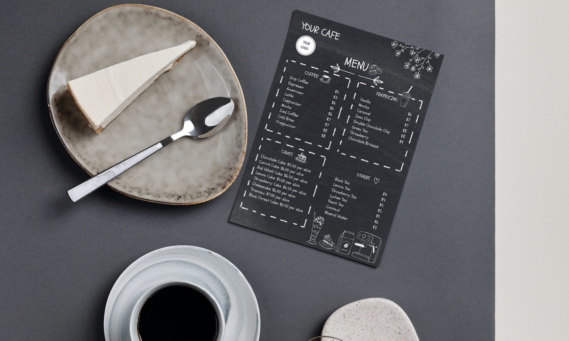 Chalkboard Style Cafe, Restaurant Menu Editable Canva Template ...