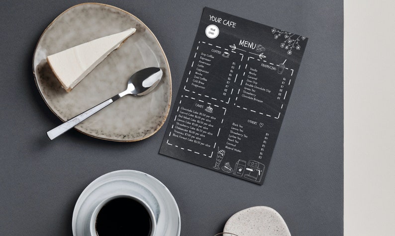 Chalkboard Style Cafe, Restaurant Menu Editable Canva Template ...