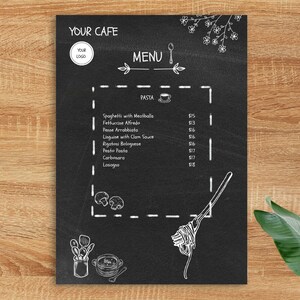 Chalkboard Style Cafe, Restaurant Menu Editable Canva Template ...